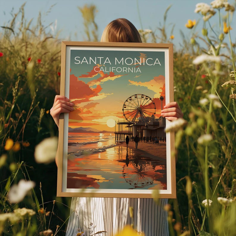 Santa Monica Travel Poster, California Wall Art, California Print,santa ...