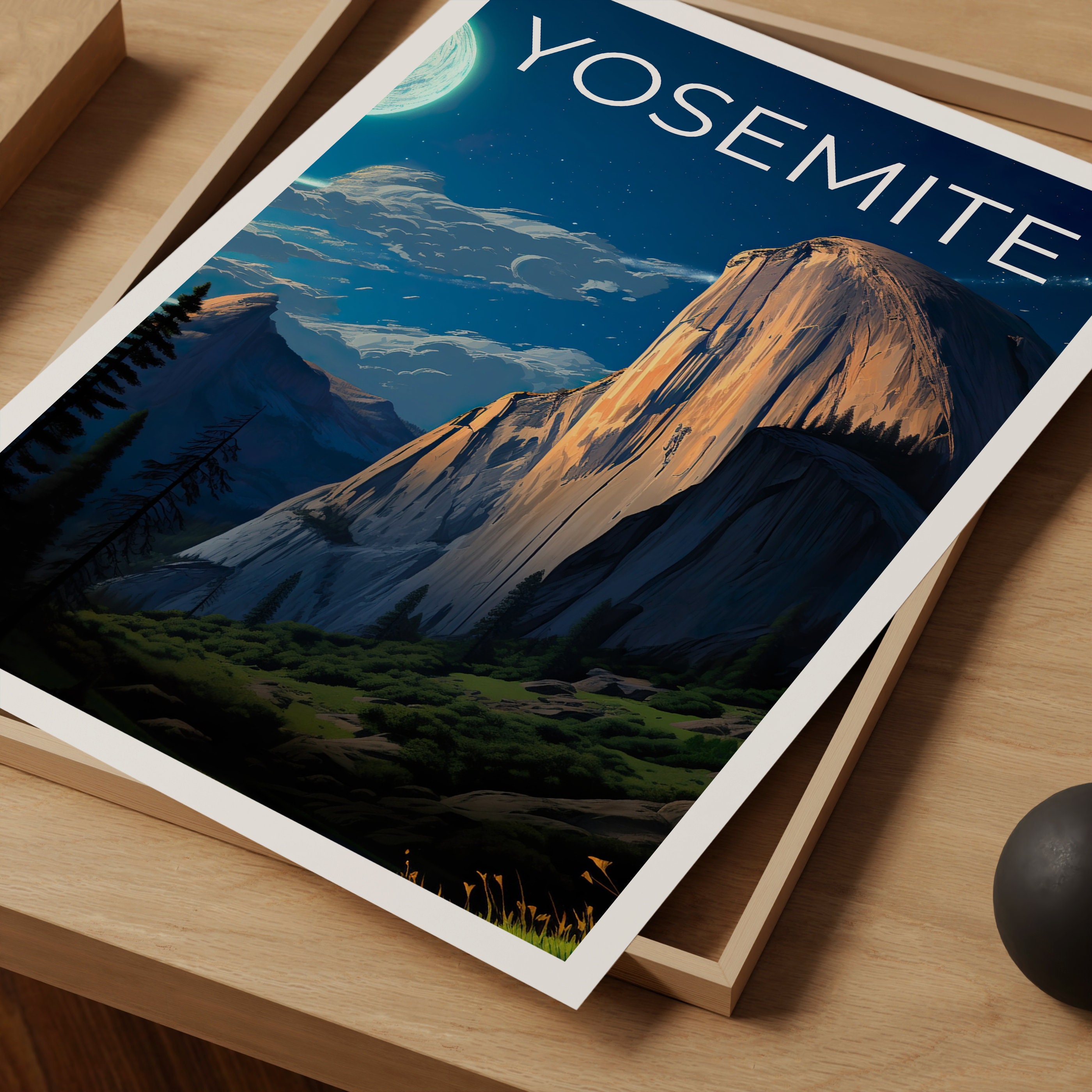 Yosemite Travel Poster, Half Dome Wall Art, Half Dome Print, Yosemite ...