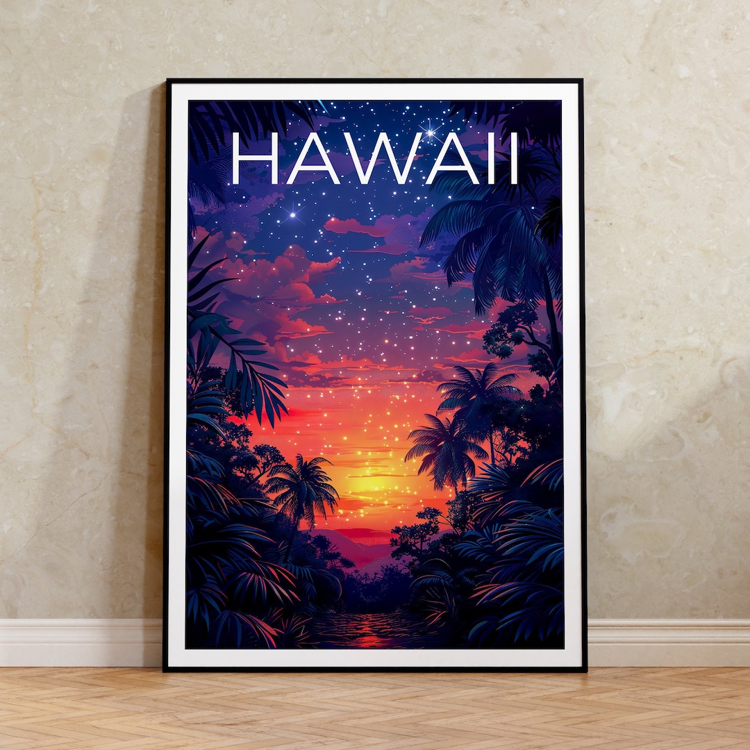 Hawaii Poster, Hawaii Print, Tropical Island Art, Island Print, Hawaii ...