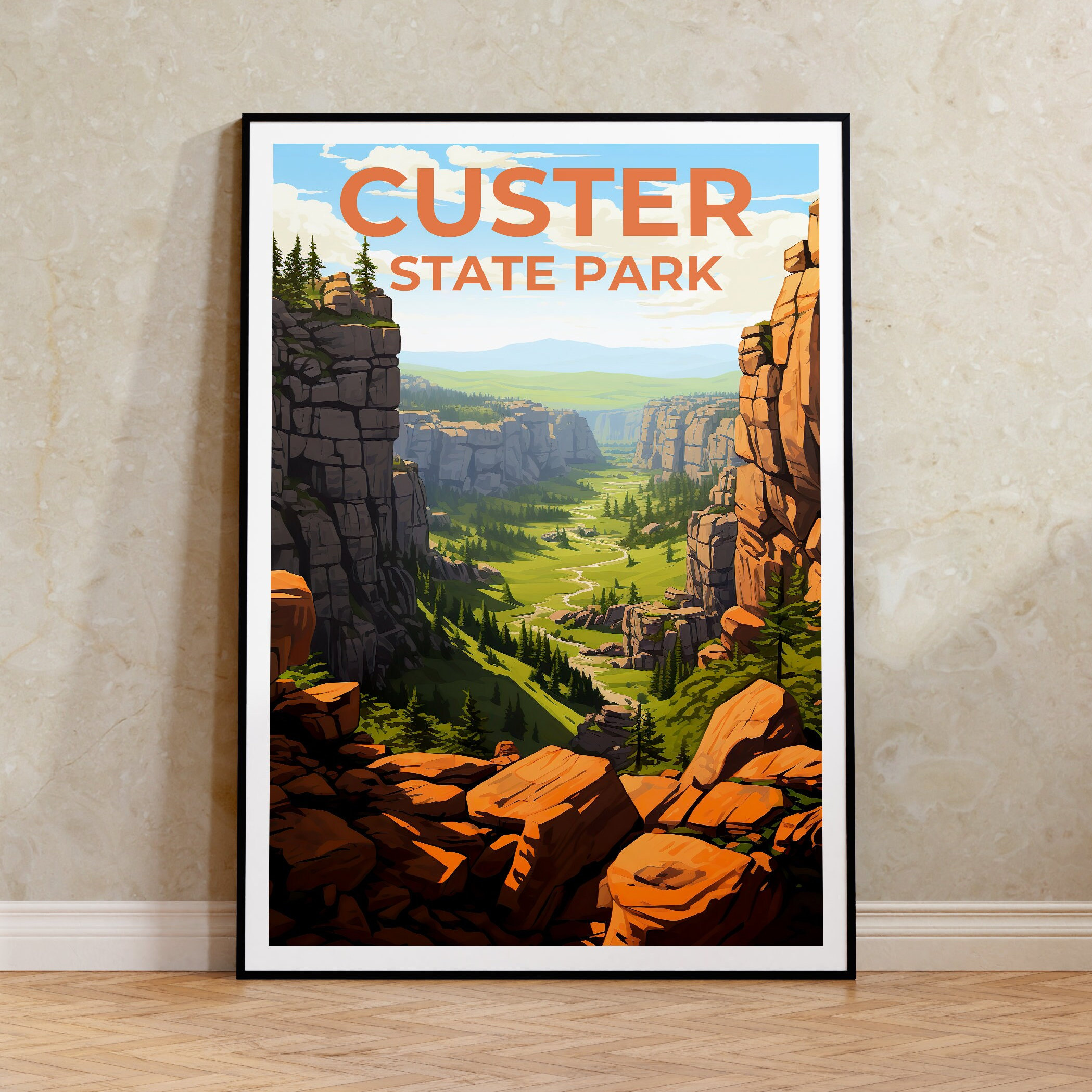 Custer State Park Travel Poster, South Dakota Wall Art, South Dakota ...