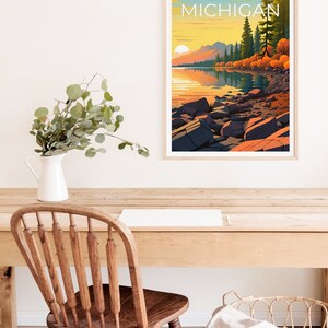 Lake Michigan Travel Poster, Michigan Wall Art, Michigan Print, Lake ...