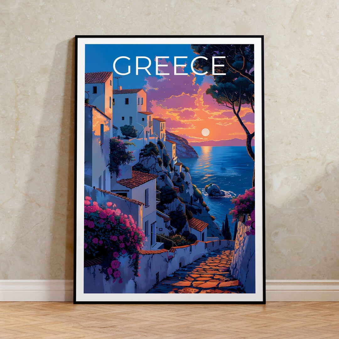 Greece Poster, Greece Print, Greece Art, Greek Island Poster, Birthday ...