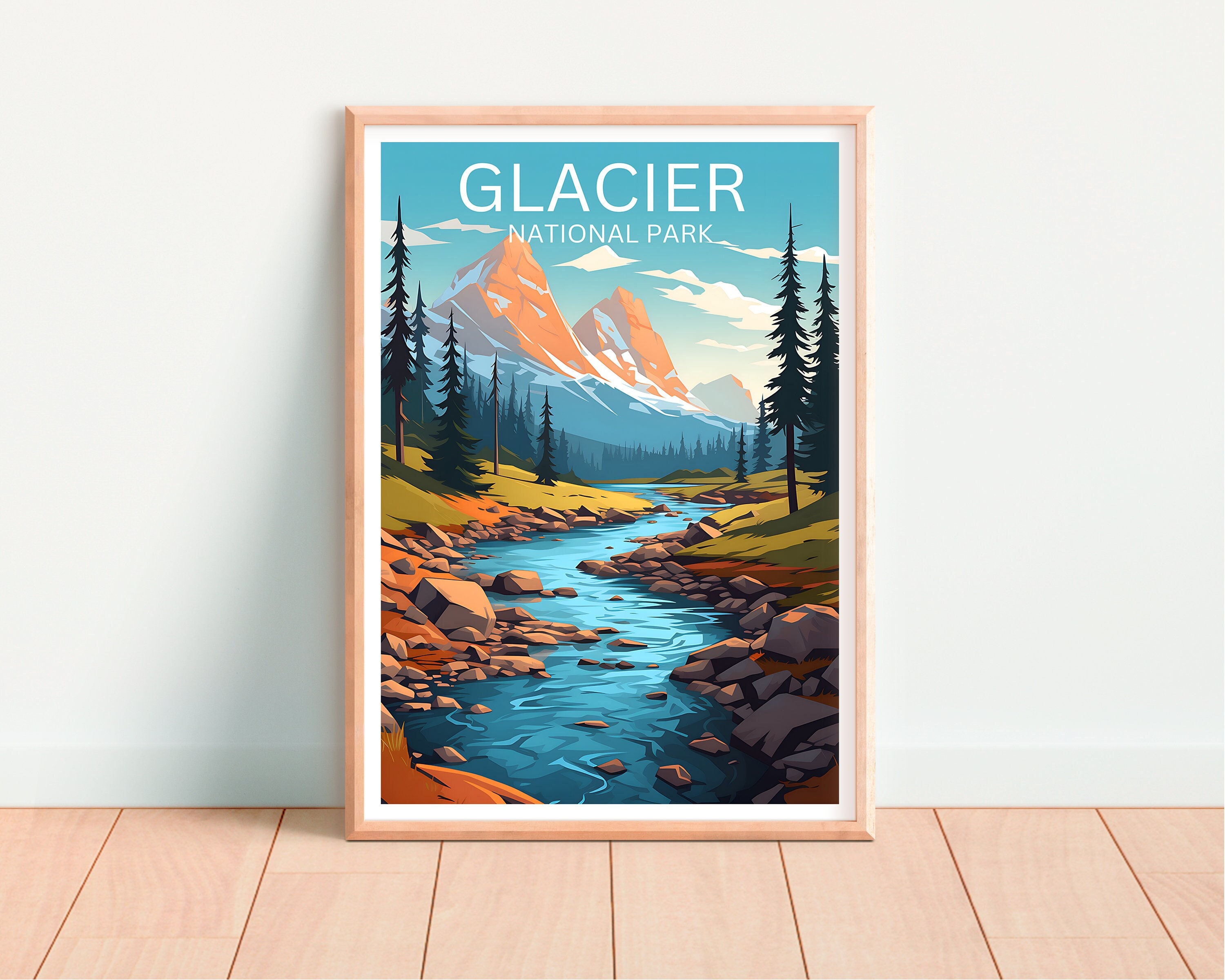Glacier National Park Travel Poster, Montana Wall Art, Montana Print ...
