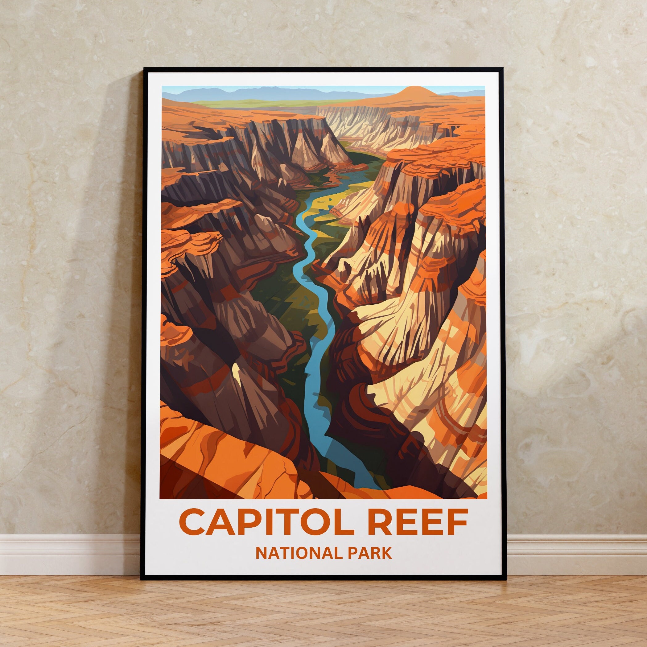 Capitol Reef Travel Poster, Utah Wall Art, National Park Print, Capitol ...