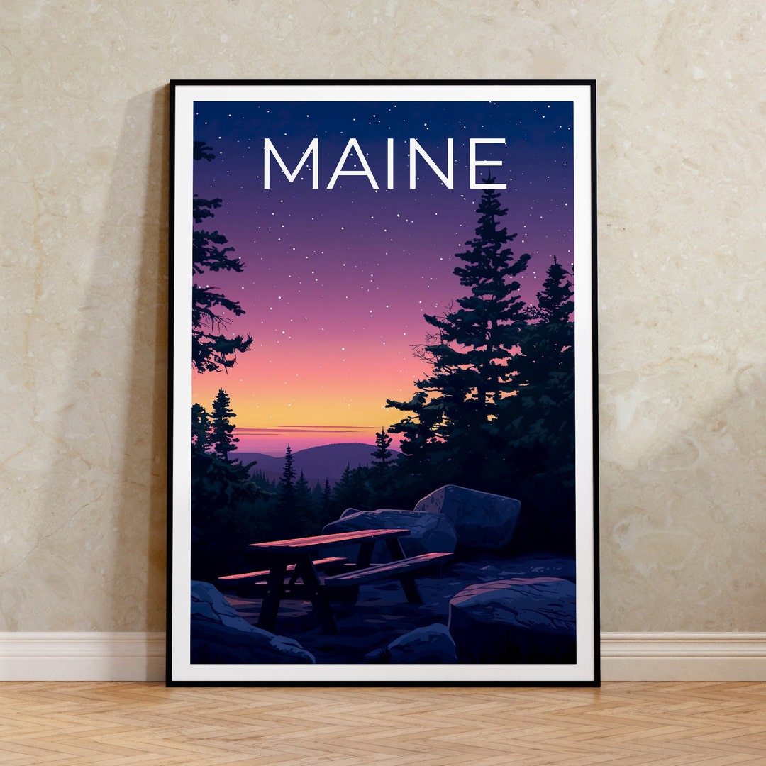 Maine Travel Poster, Maine Wall Art, Maine Print, Maine Poster, Maine ...
