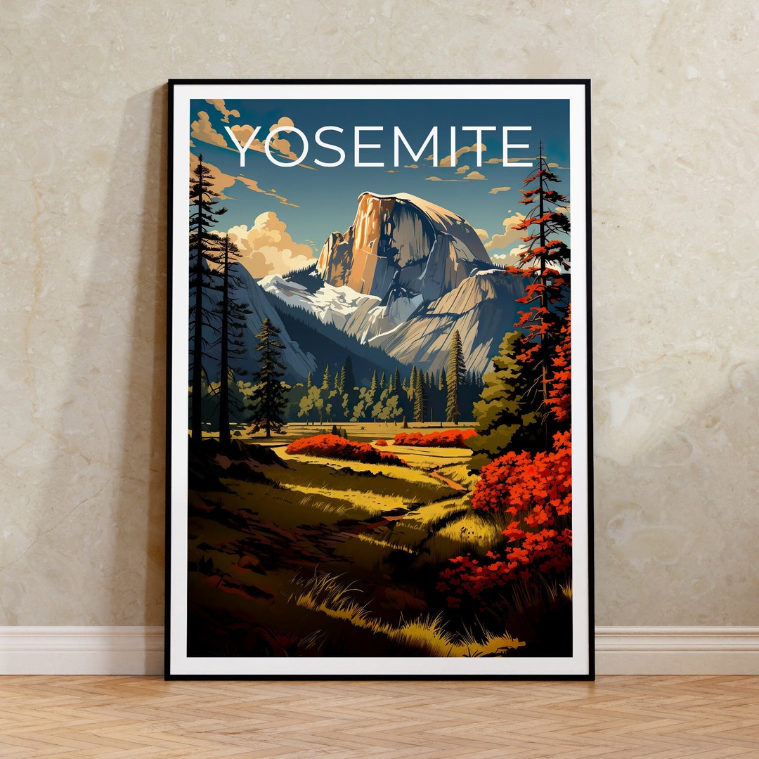 Yosemite Travel Poster, Half Dome Wall Art, Half Dome Print, Yosemite ...