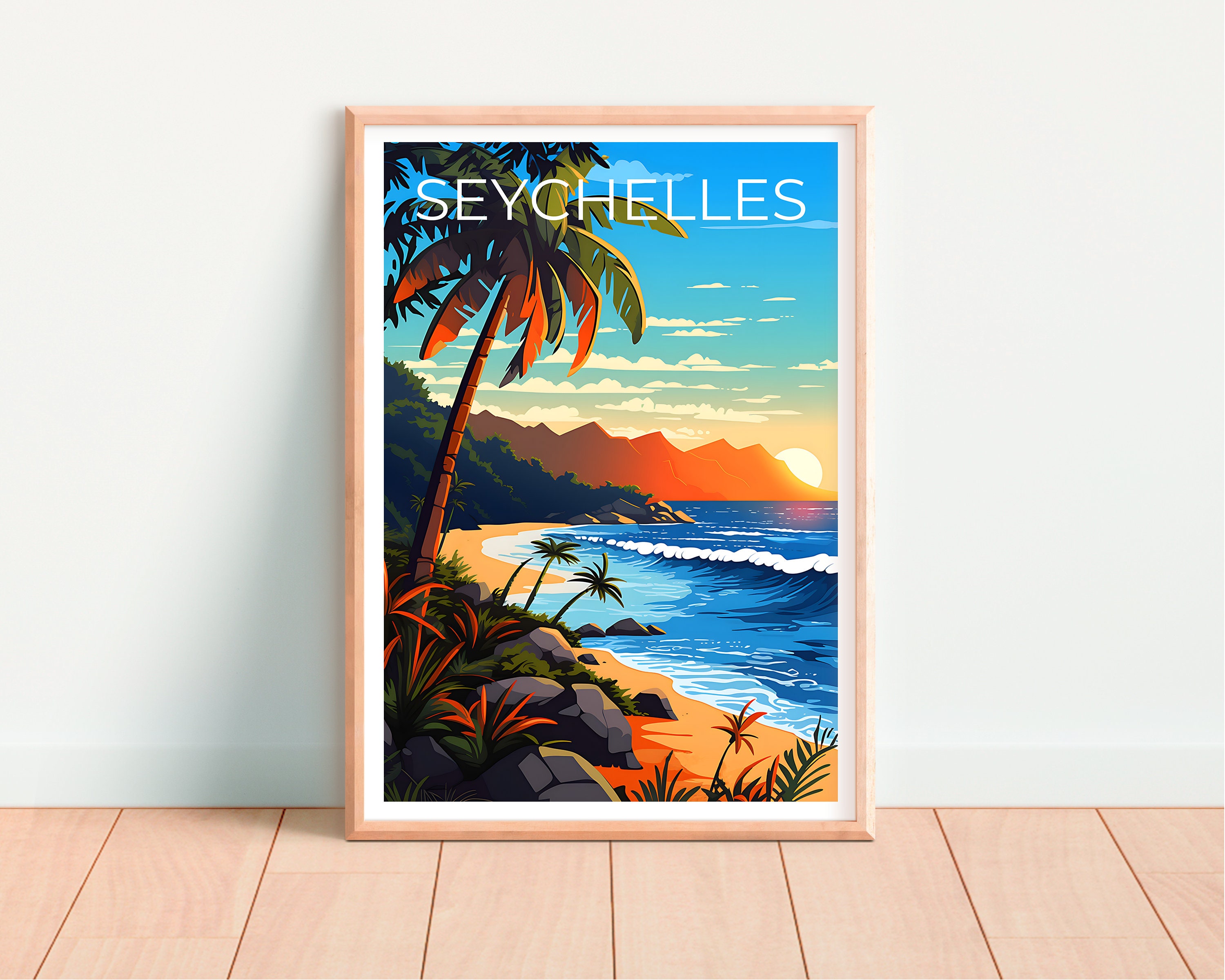 Seychelles Travel Poster, Africa Wall Art, Africa Print, Seychelles ...