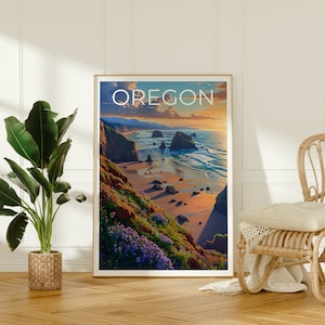 Oregon Travel Poster, Oregon Coast Wall Art, Oregon Coast Print, Oregon ...