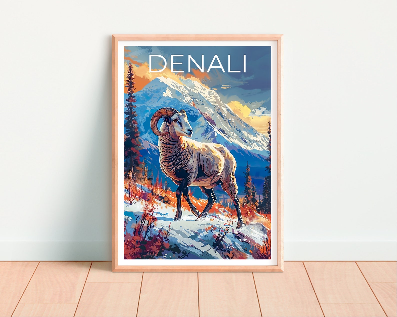 Denali National Park Poster, Denali Print, Denali Art, Ram Poster, Ram ...