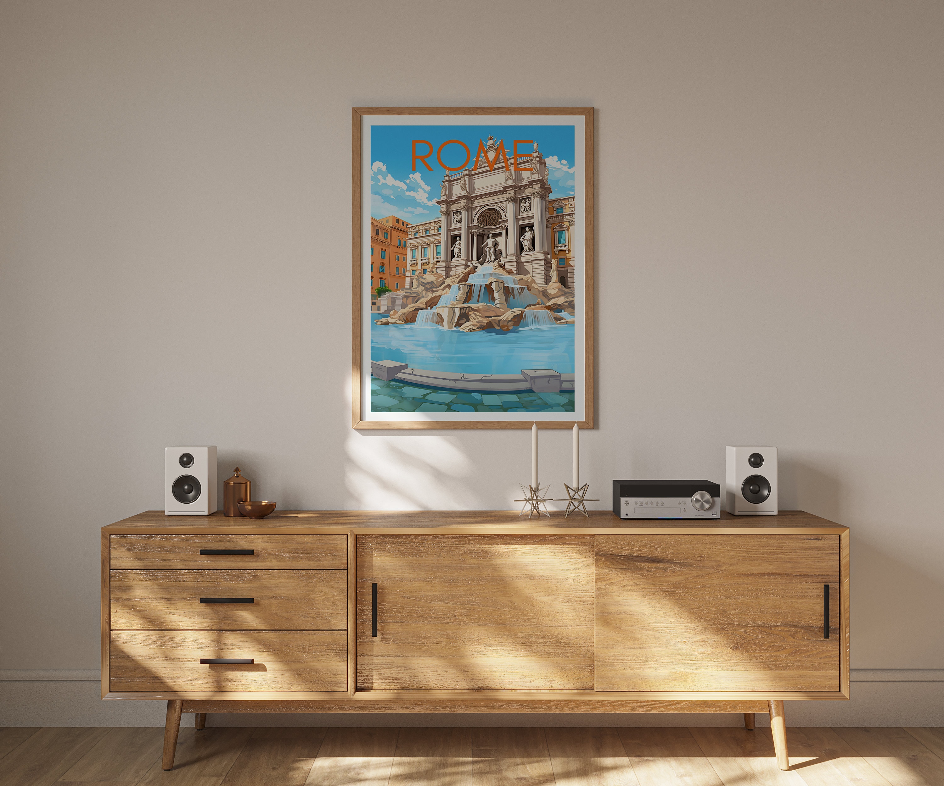 Rome Travel Poster, Italy Wall Art, Trevi Fountain Print, Italy Poster ...
