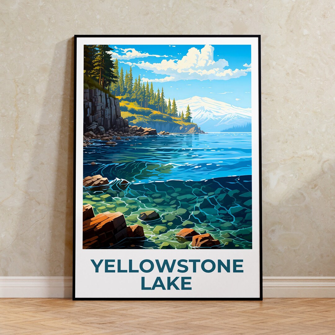 Yellowstone Lake Poster, Yellowstone Lake Print, Wyoming Poster ...