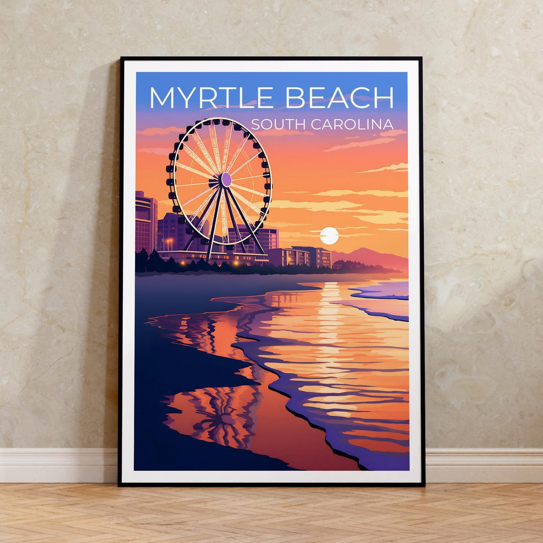 Myrtle Beach Travel Poster, South Carolina Wall Art, South Carolina ...
