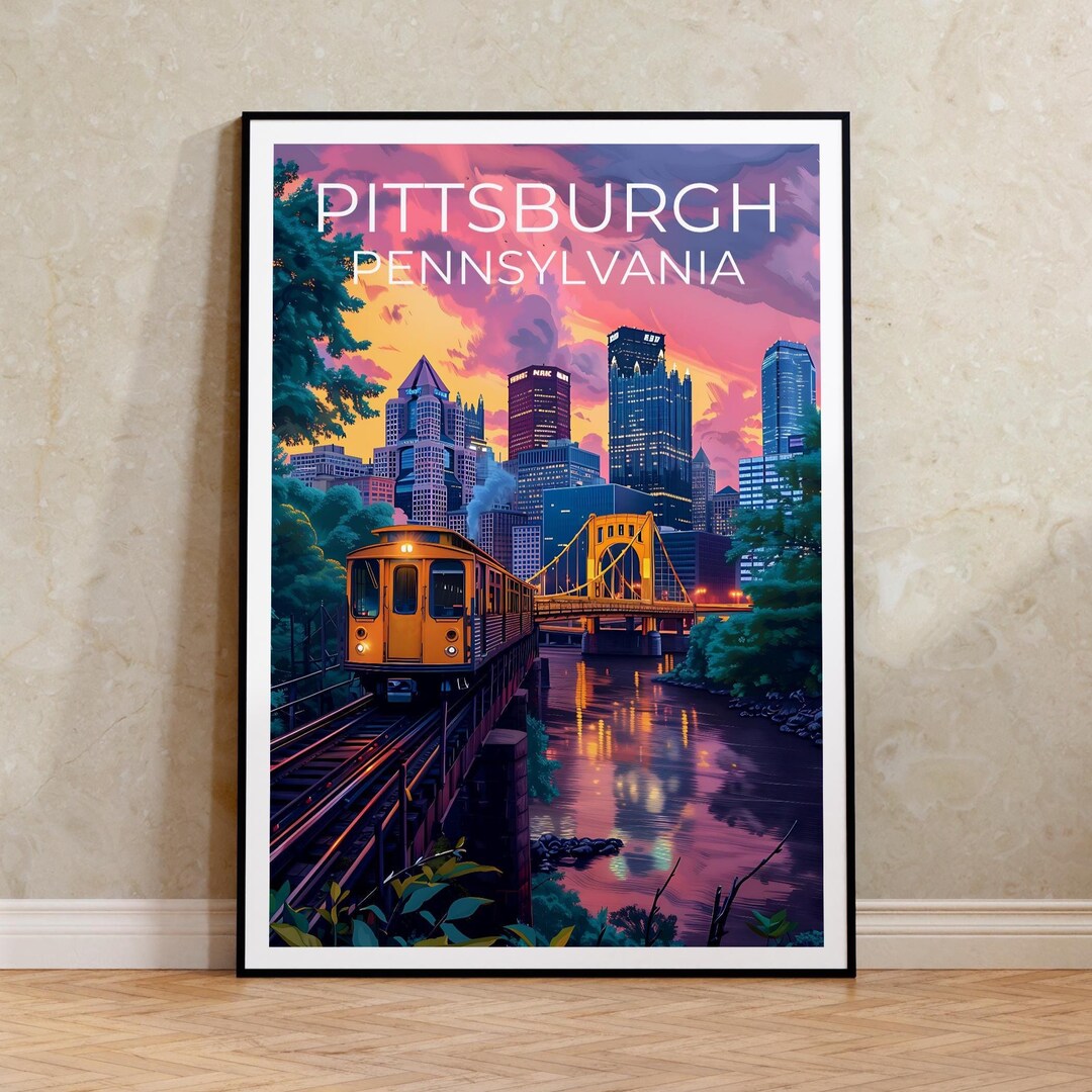Pittsburgh Poster, Pennsylvania Travel Print, Pittsburgh Skyline Art ...