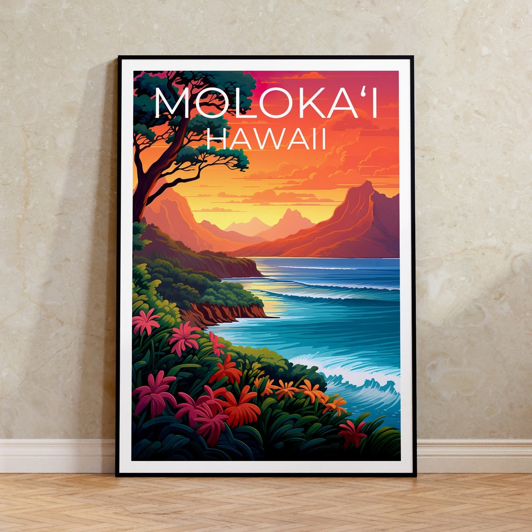 Moloka‘i Poster, Moloka‘i Print, Hawaii Art, Molokai Poster, Moloka‘i ...