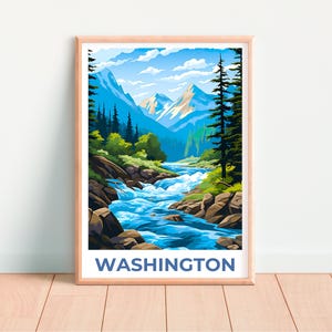 Washington State Poster, Cascades Travel Print, Forest Art, Washington ...