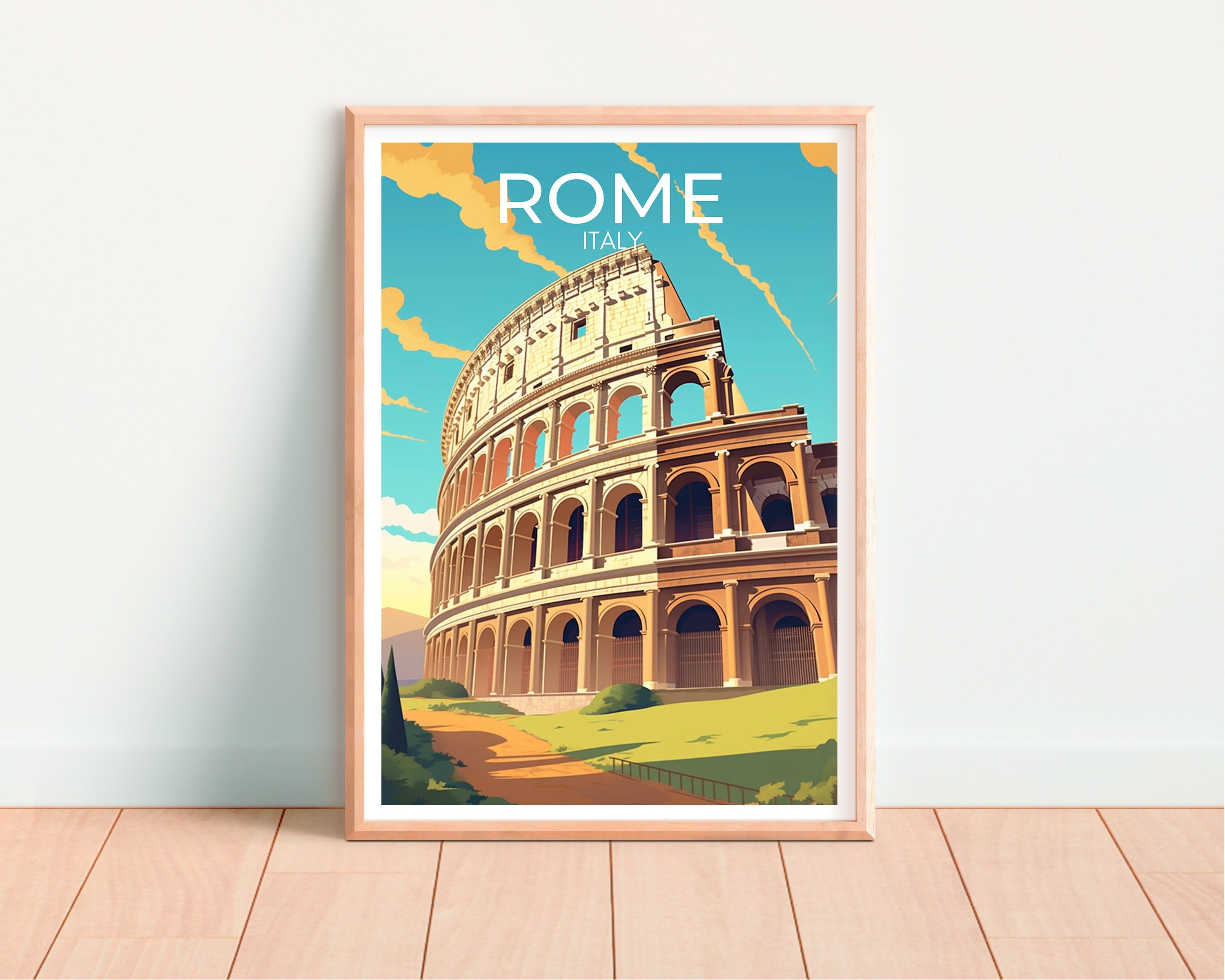 Rome Travel Poster, Colosseum Wall Art, Italy Print, Rome Poster ...