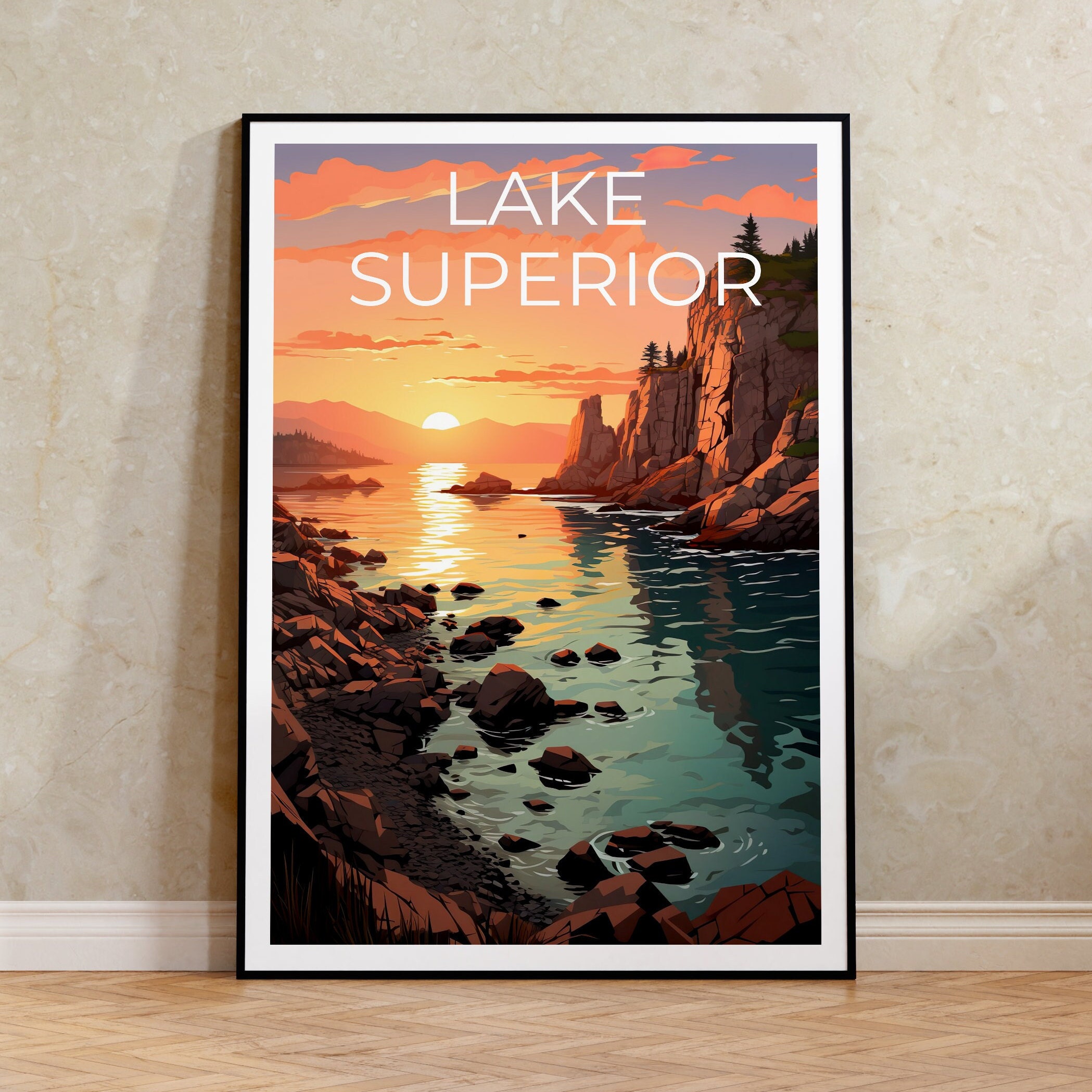 Lake Superior Poster, Lake Superior Art, Great Lakes Poster, Great ...