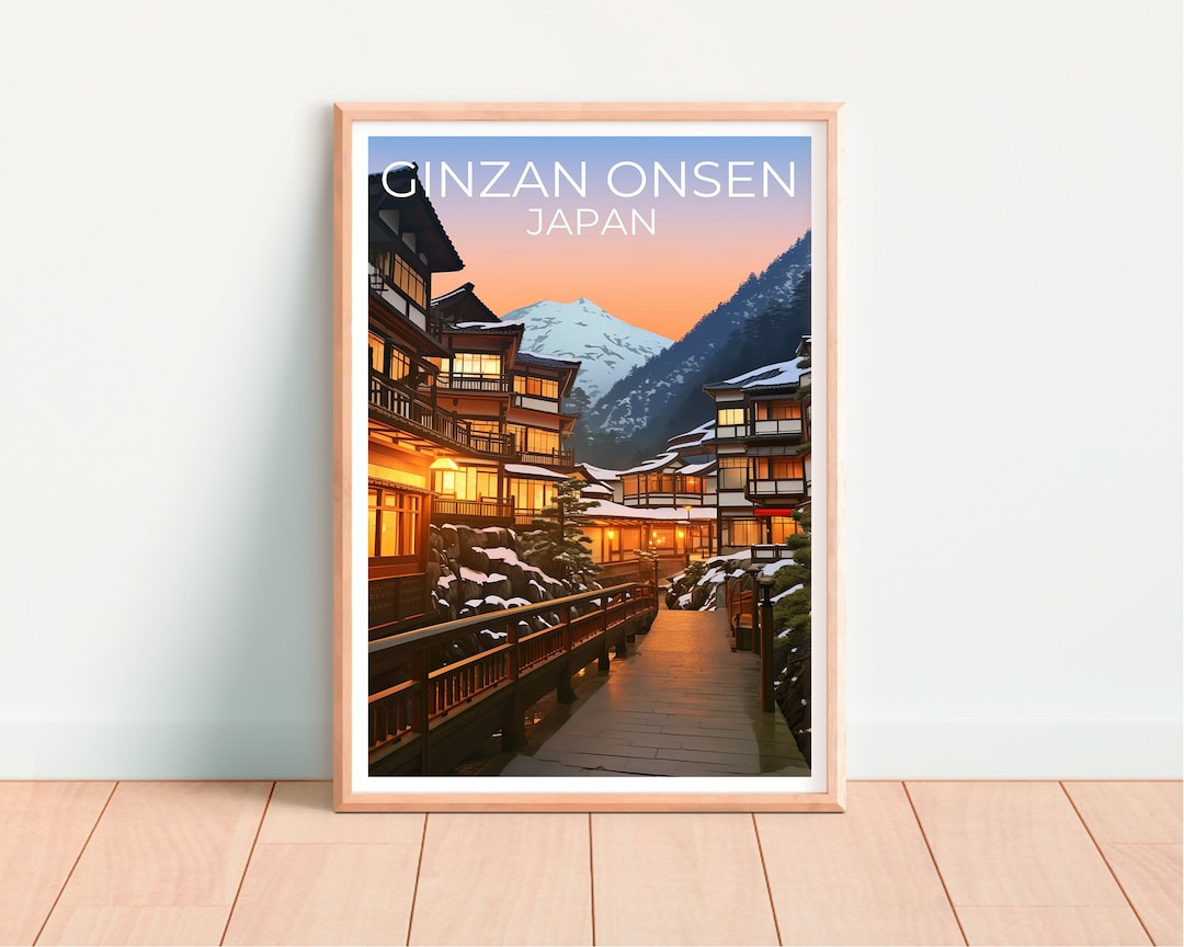 Ginzan Onsen Travel Poster, Japan Wall Art, Japan Print, Ginzan Onsen ...