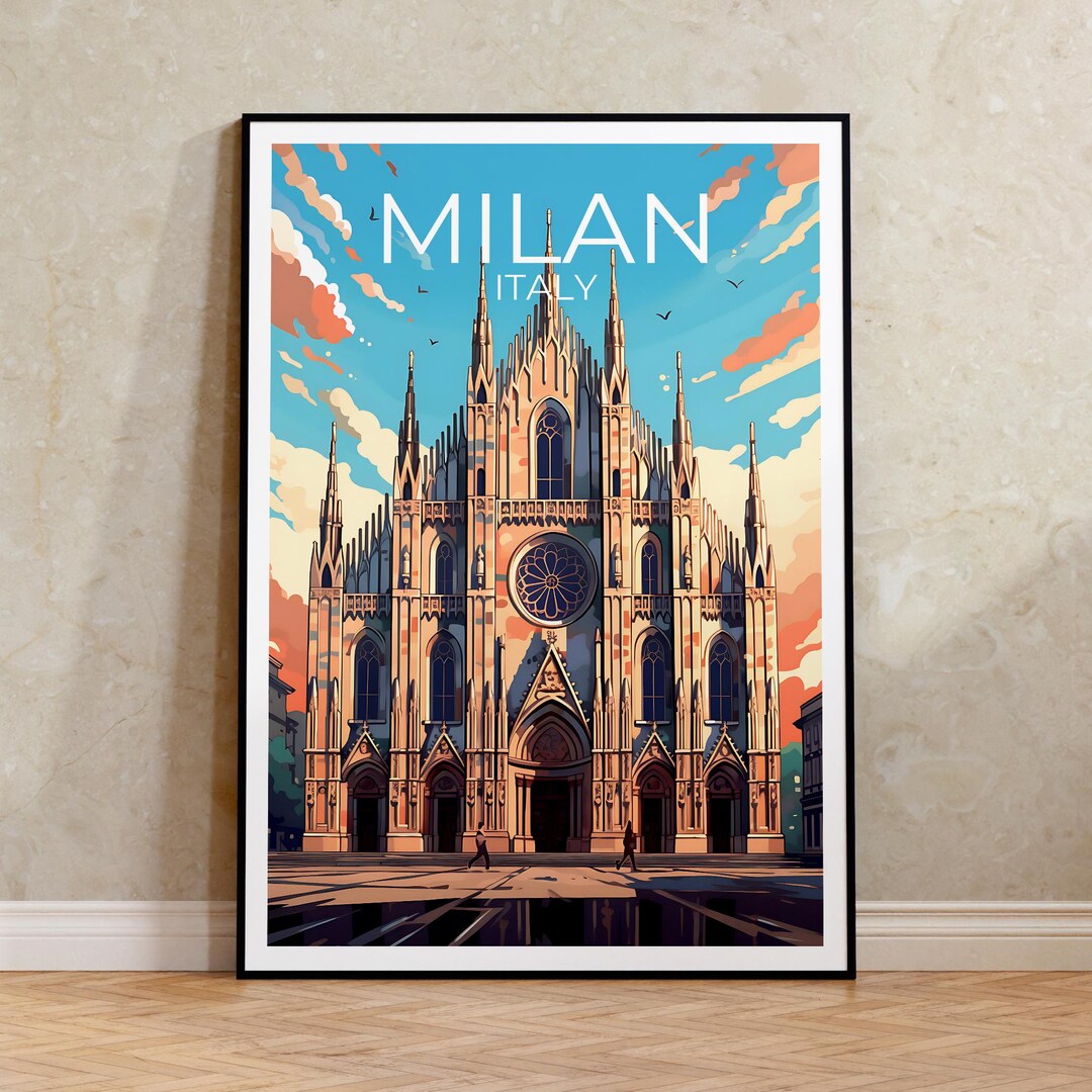 Milan Travel Poster, Italy Wall Art, Milan Cathedral Print, Milan ...