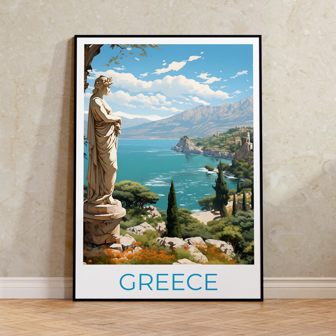 Greece Travel Poster, Coast Wall Art, Coast Print, Greece Poster, Greek ...