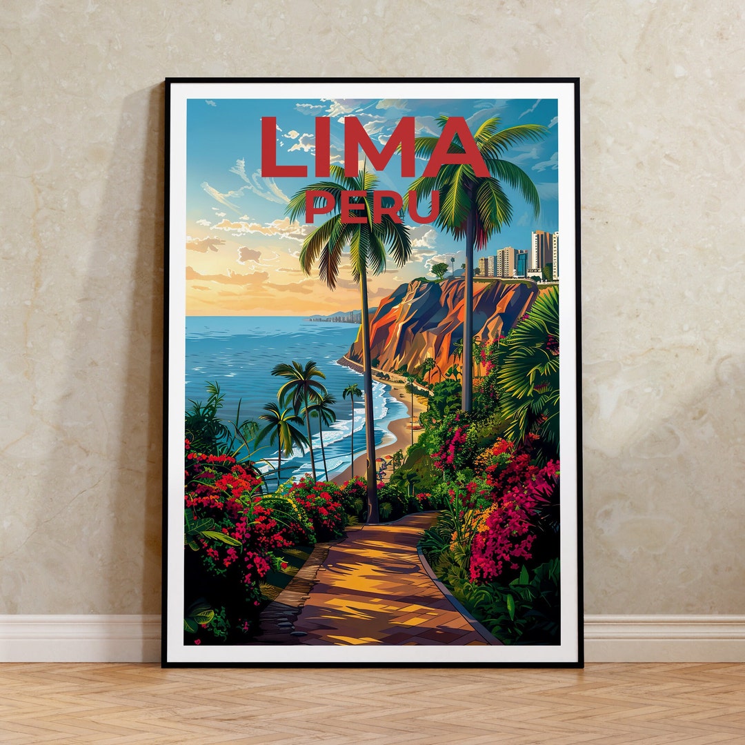 Lima Travel Poster, Lima Wall Art, Peru Print, Peru Poster, Miraflores ...