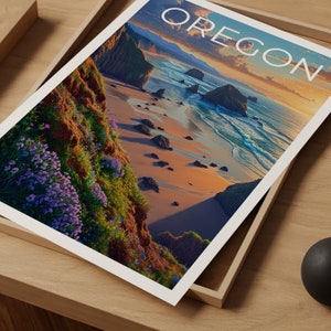 Oregon Travel Poster, Oregon Coast Wall Art, Oregon Coast Print, Oregon ...