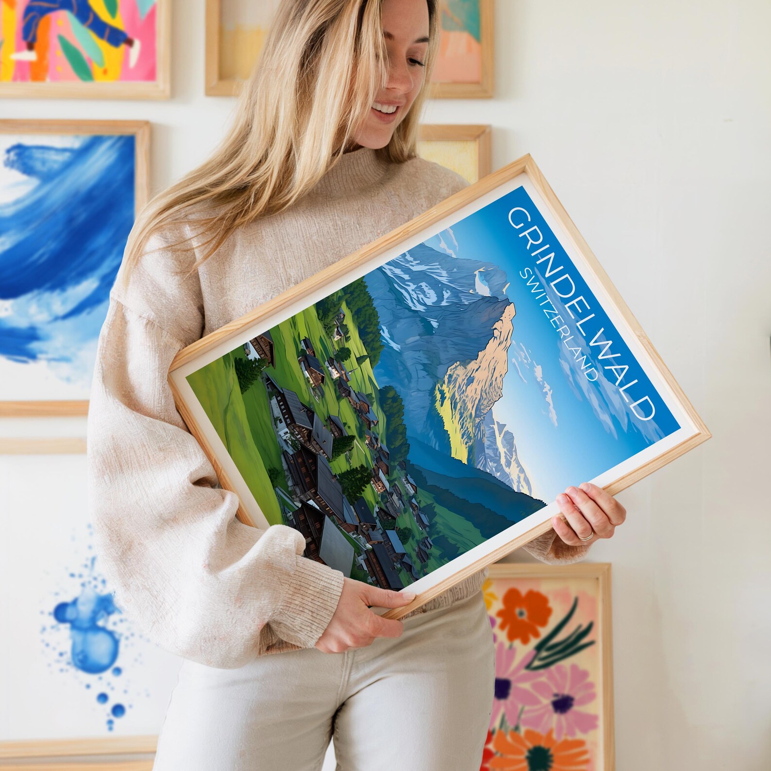 Grindelwald Travel Poster, Switzerland Wall Art, Switzerland Print ...