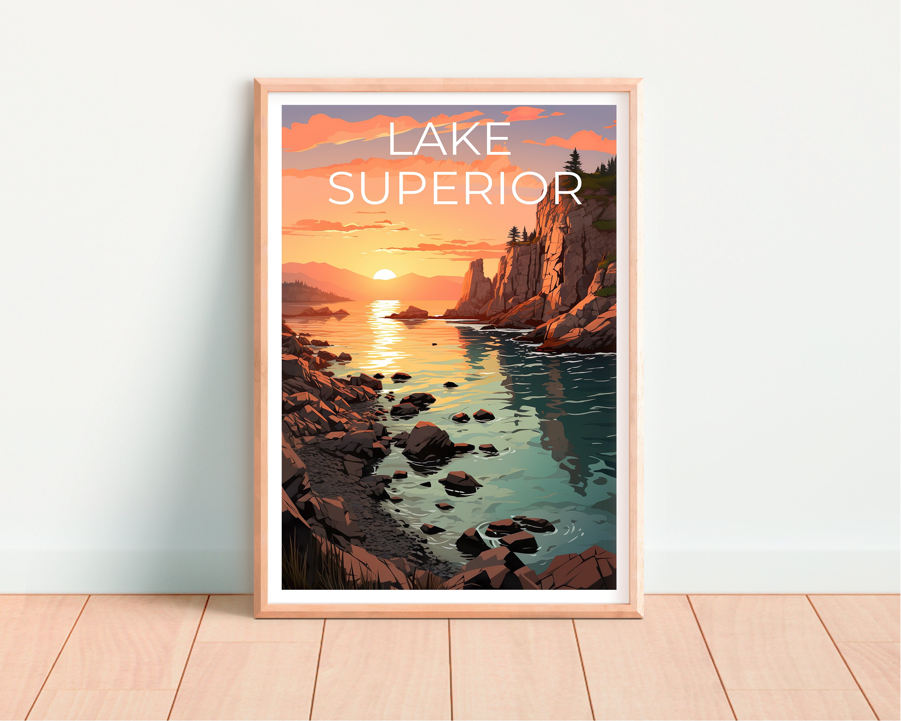 Lake Superior Poster, Lake Superior Art, Great Lakes Poster, Great ...