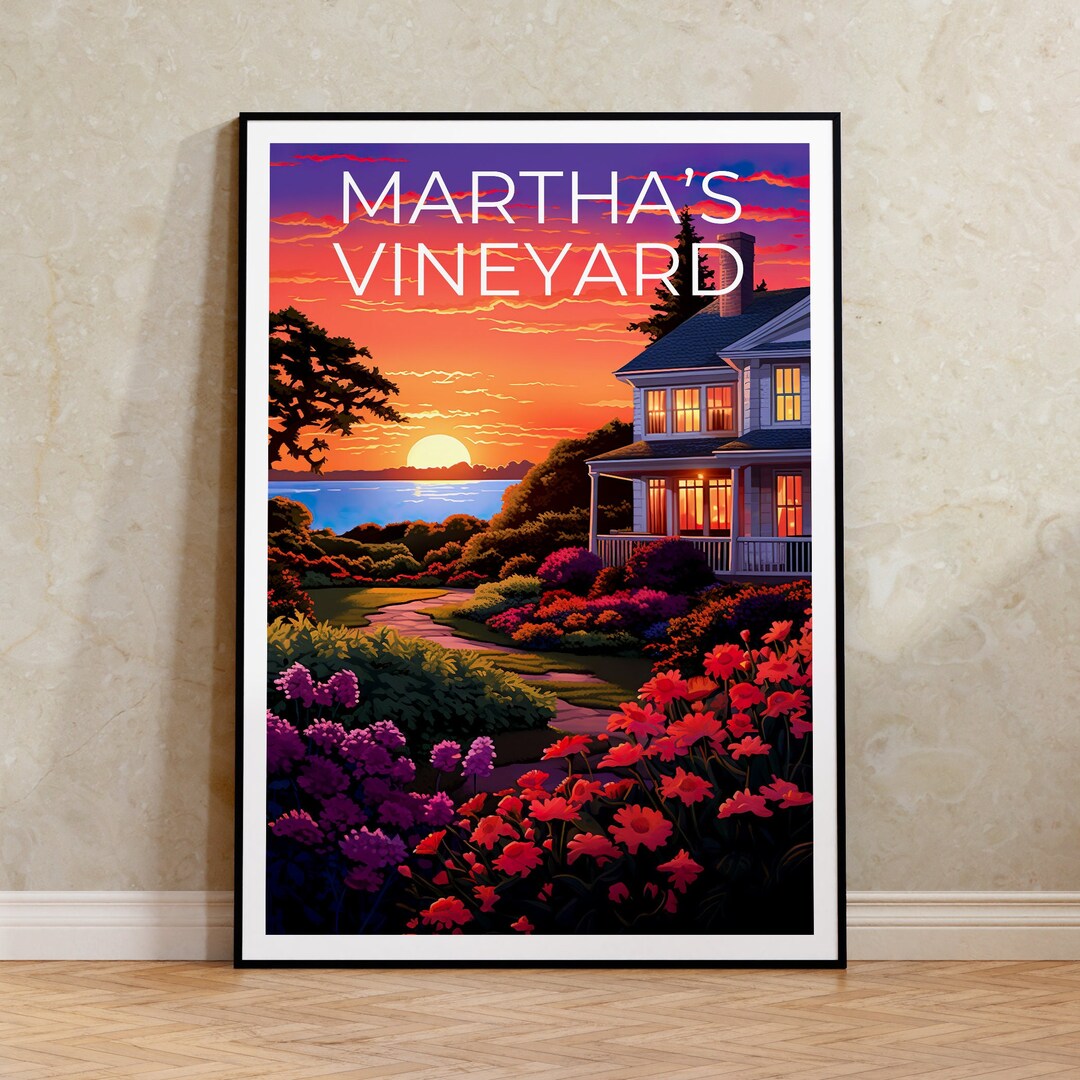 Martha's Vineyard Travel Poster, Massachusetts Wall Art, Massachusetts ...
