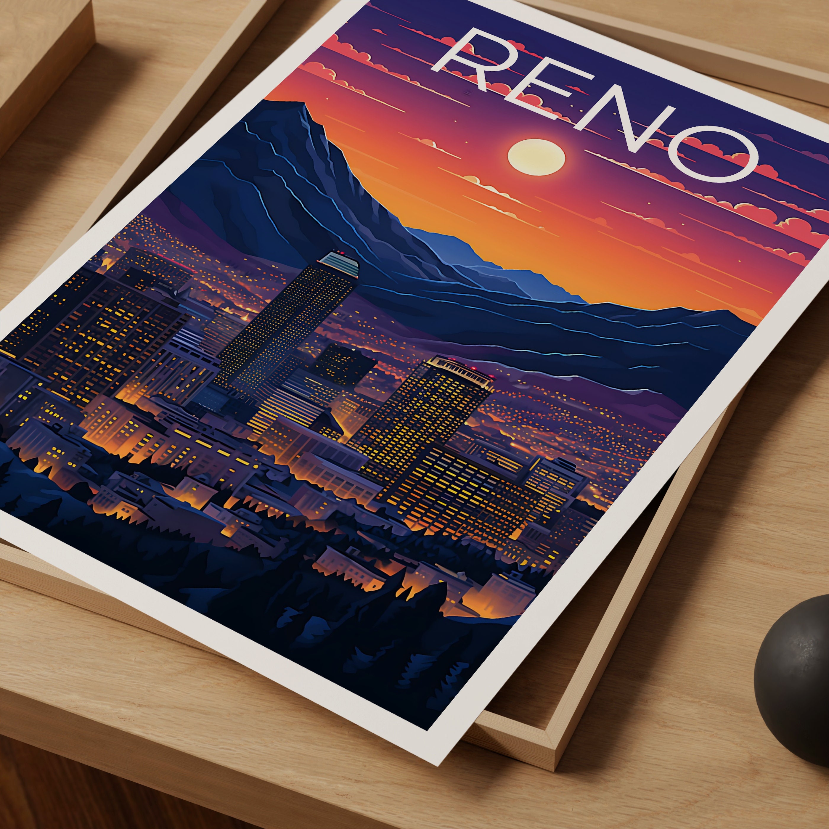 Reno Travel Poster, Nevada Wall Art, Nevada Print, Reno Poster, Nevada ...