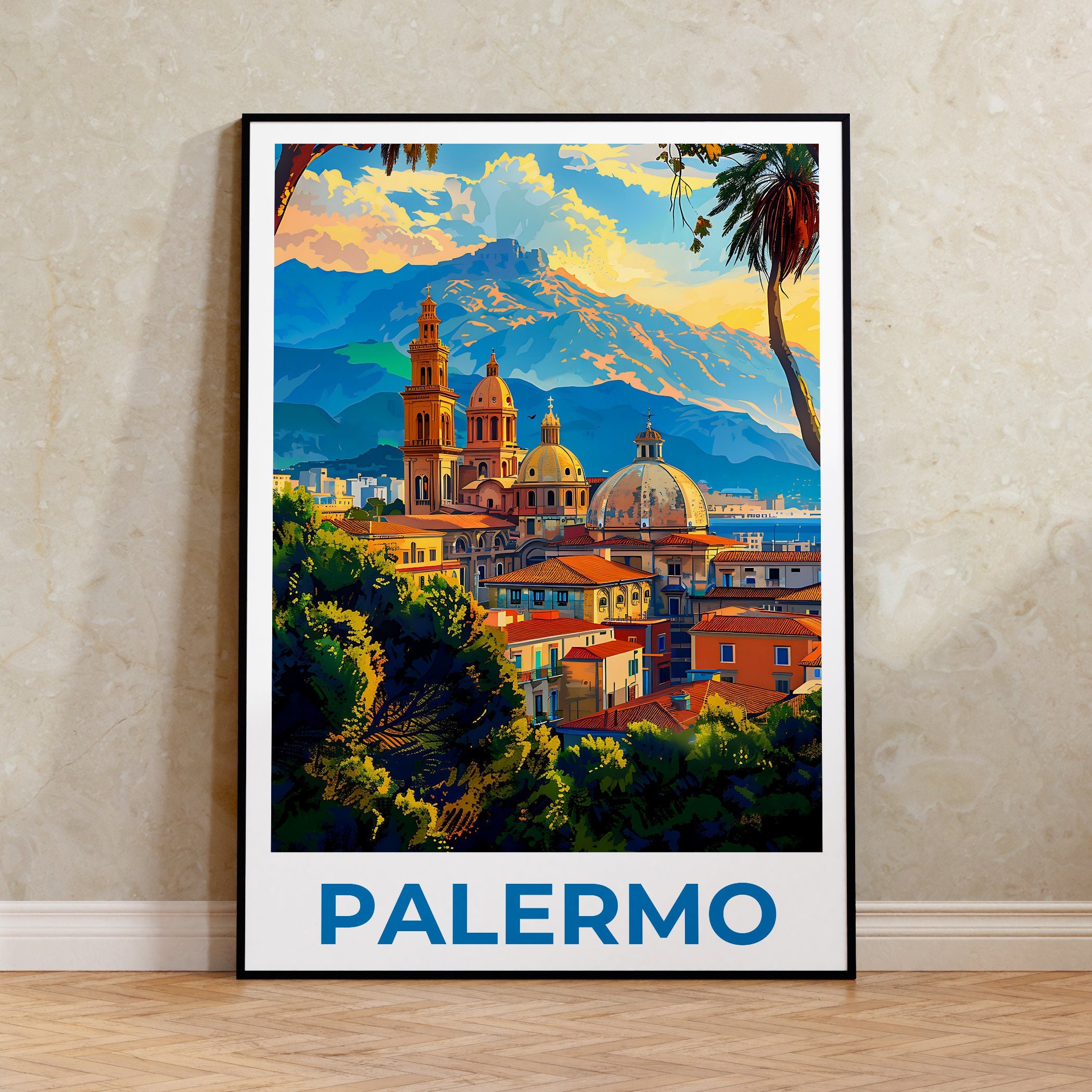 Palermo Poster, Palermo Print, Sicily Art, Italy Print, Palermo Travel ...