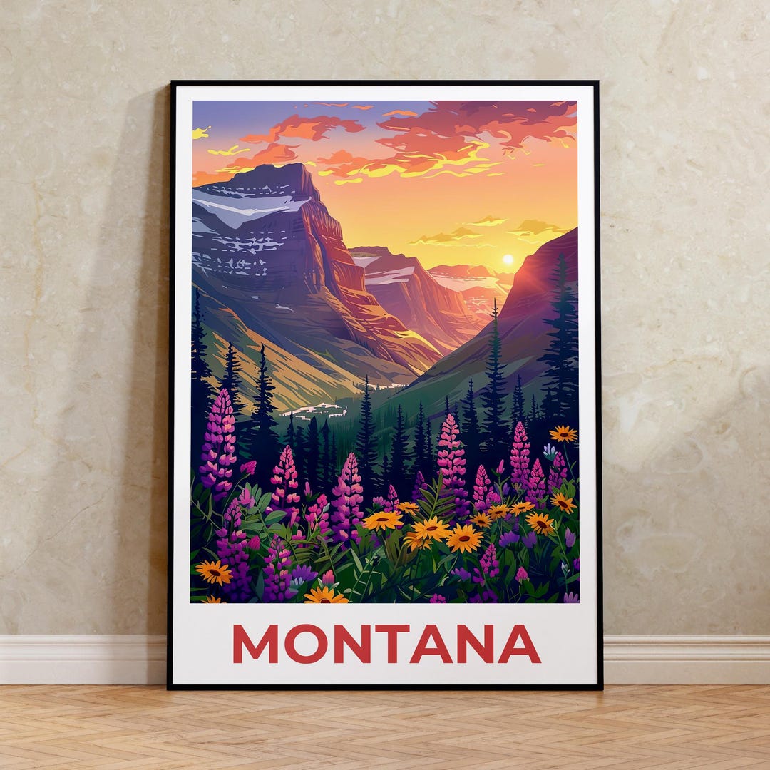 Montana Poster, Montana Print, Mountain Poster, Mountain Print, Montana ...