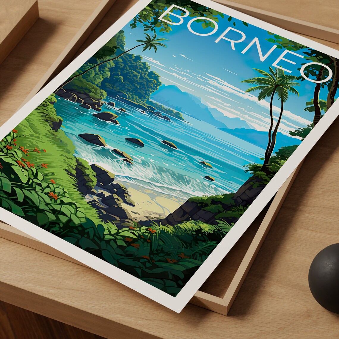 Borneo Poster, Borneo Print, Coast Art, Coast Print, Asia Travel Poster ...
