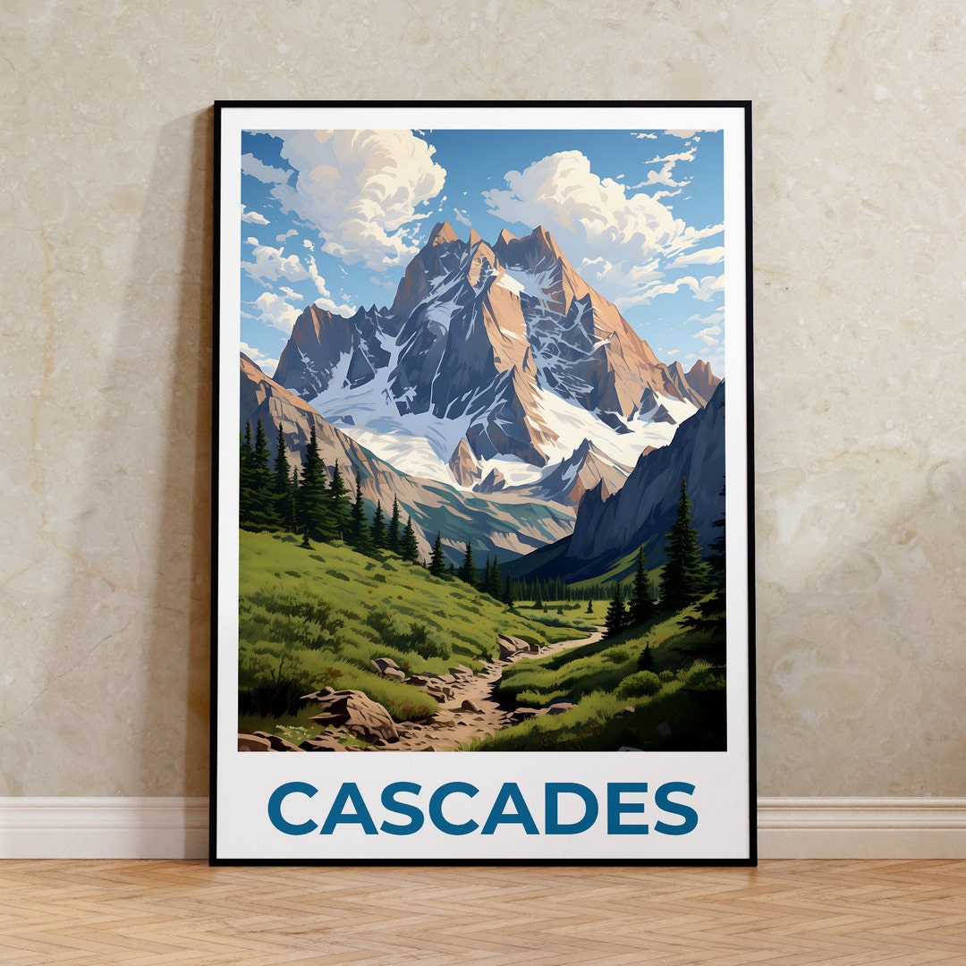 Cascades Poster, Cascades Print, Mountain Poster, Cascade Range Print ...