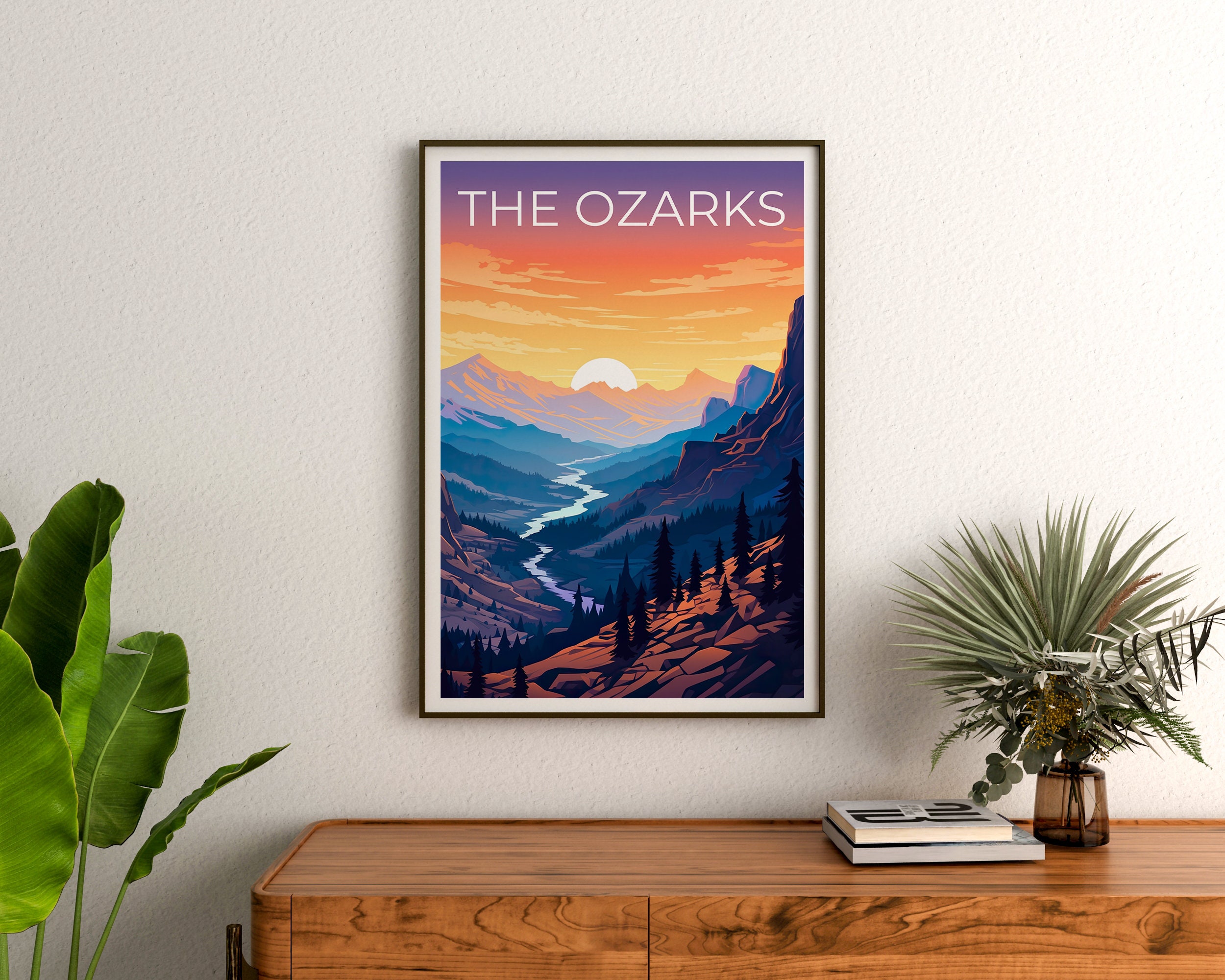Ozarks Travel Poster, Mountains Wall Art, Mountains Print, Ozarks ...