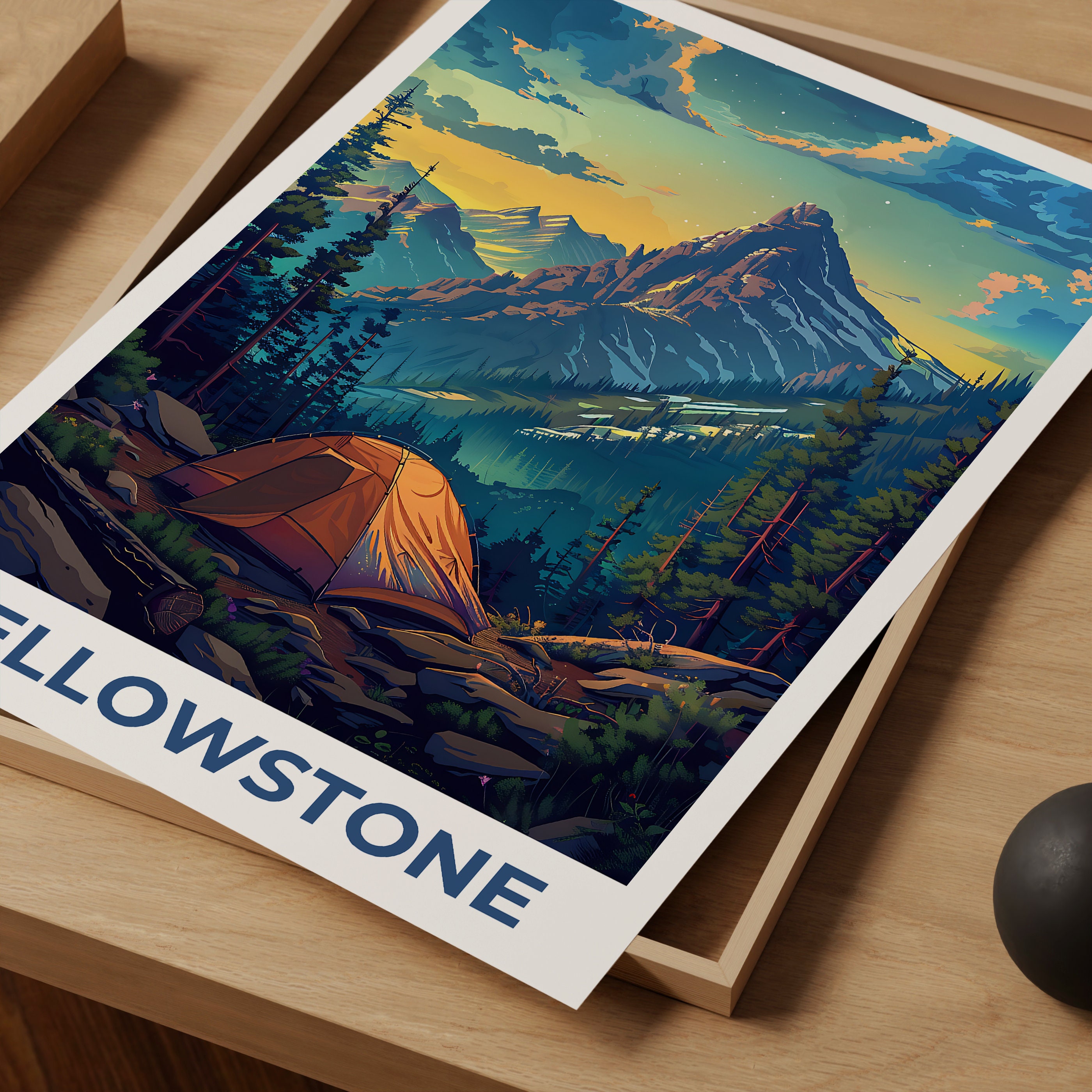 Yellowstone National Park Poster, Yellowstone Print, Camping Poster ...