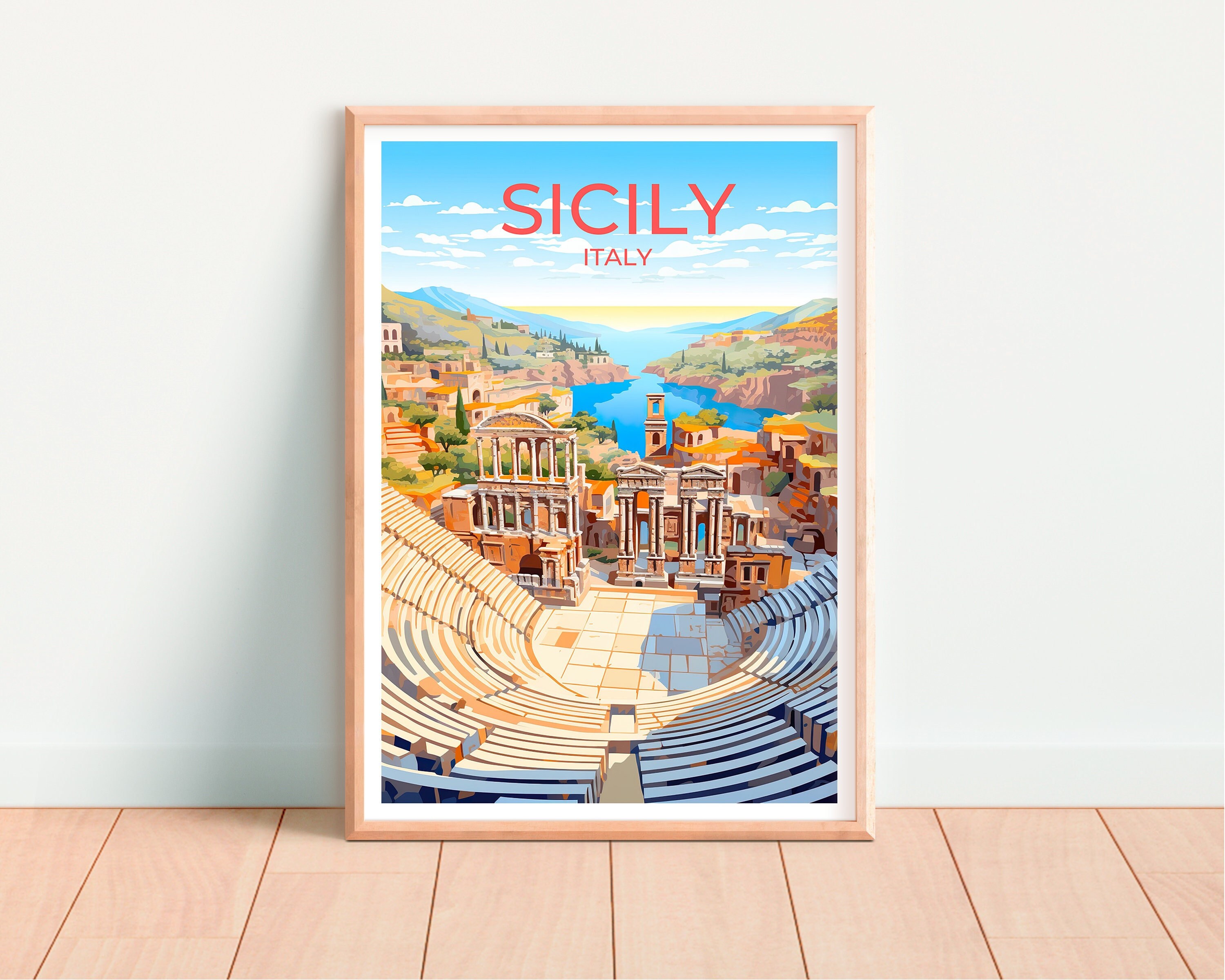 Sicily Travel Poster, Italy Wall Art, Sicily Print, Sicily Poster ...