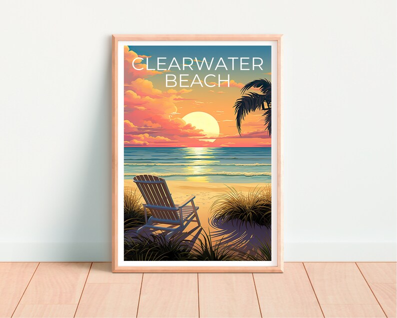 Clearwater Beach Poster, Clearwater Beach Print, Florida Art, Florida ...