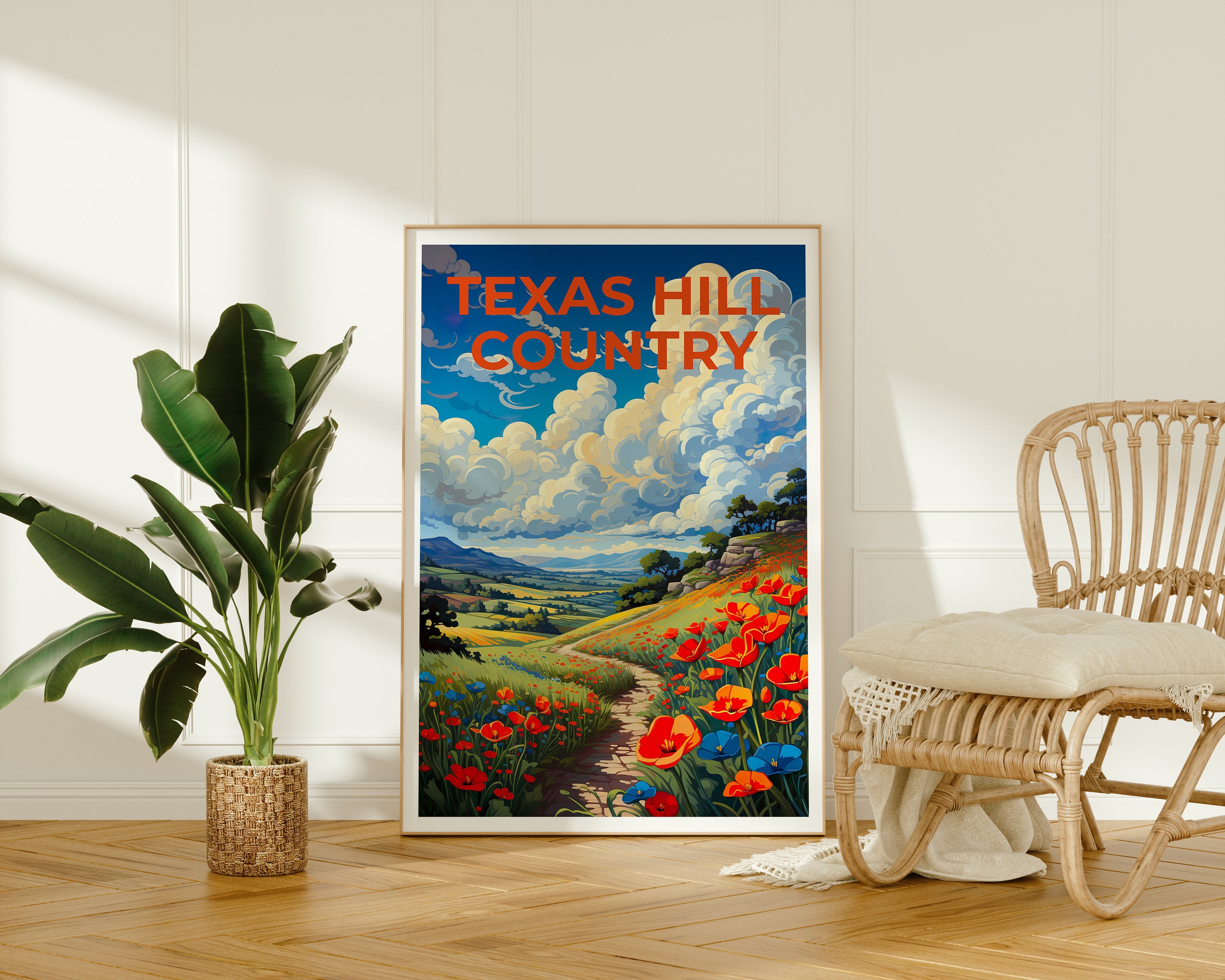 Texas Travel Poster, Texas Hill Country Wall Art, Texas Hill Country ...
