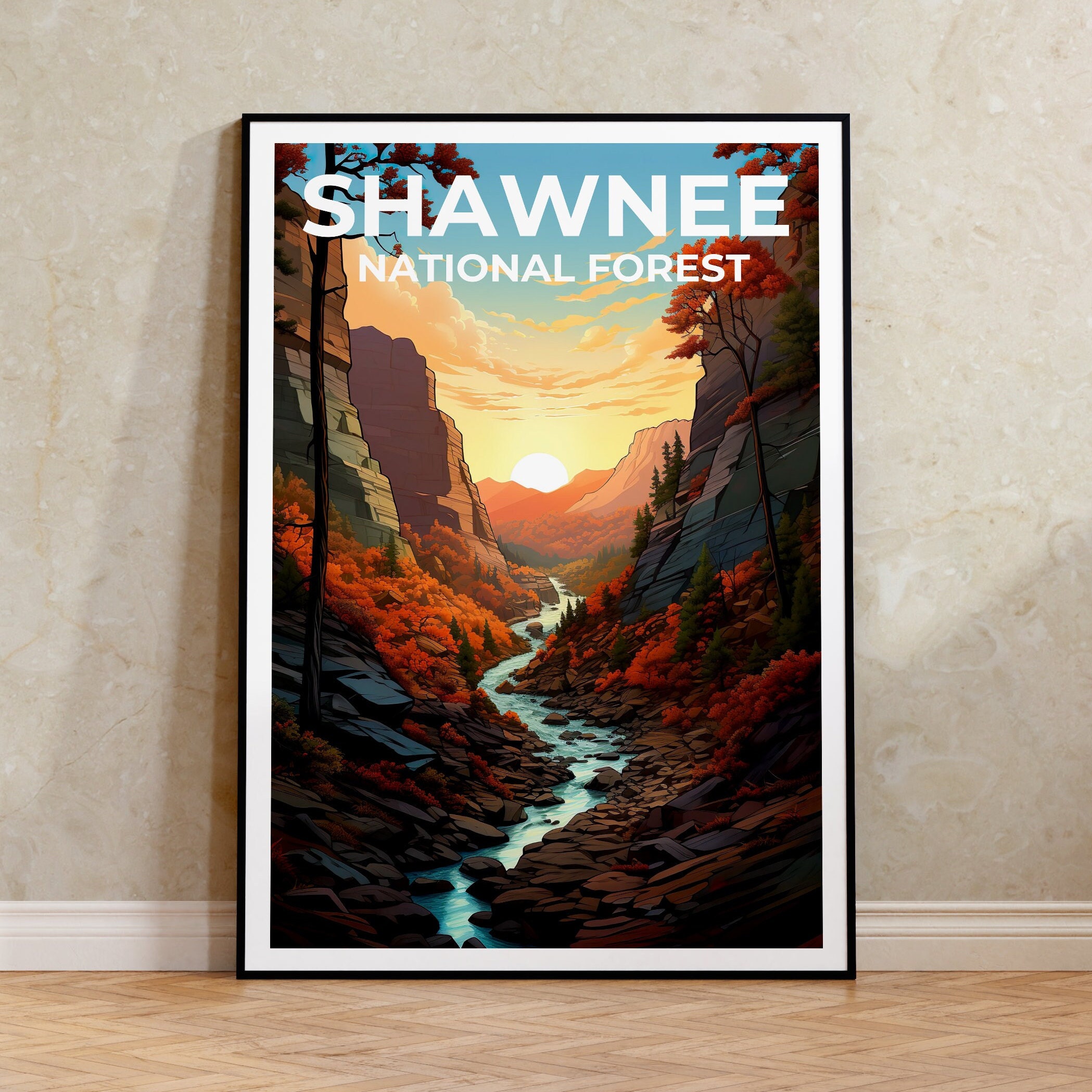 Shawnee Travel Poster, Forest Wall Art, Wilderness Print, Trees Poster ...