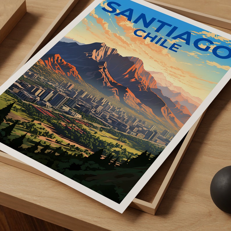 Santiago Travel Poster Chile Wall Art Chile Print Santiago - Etsy