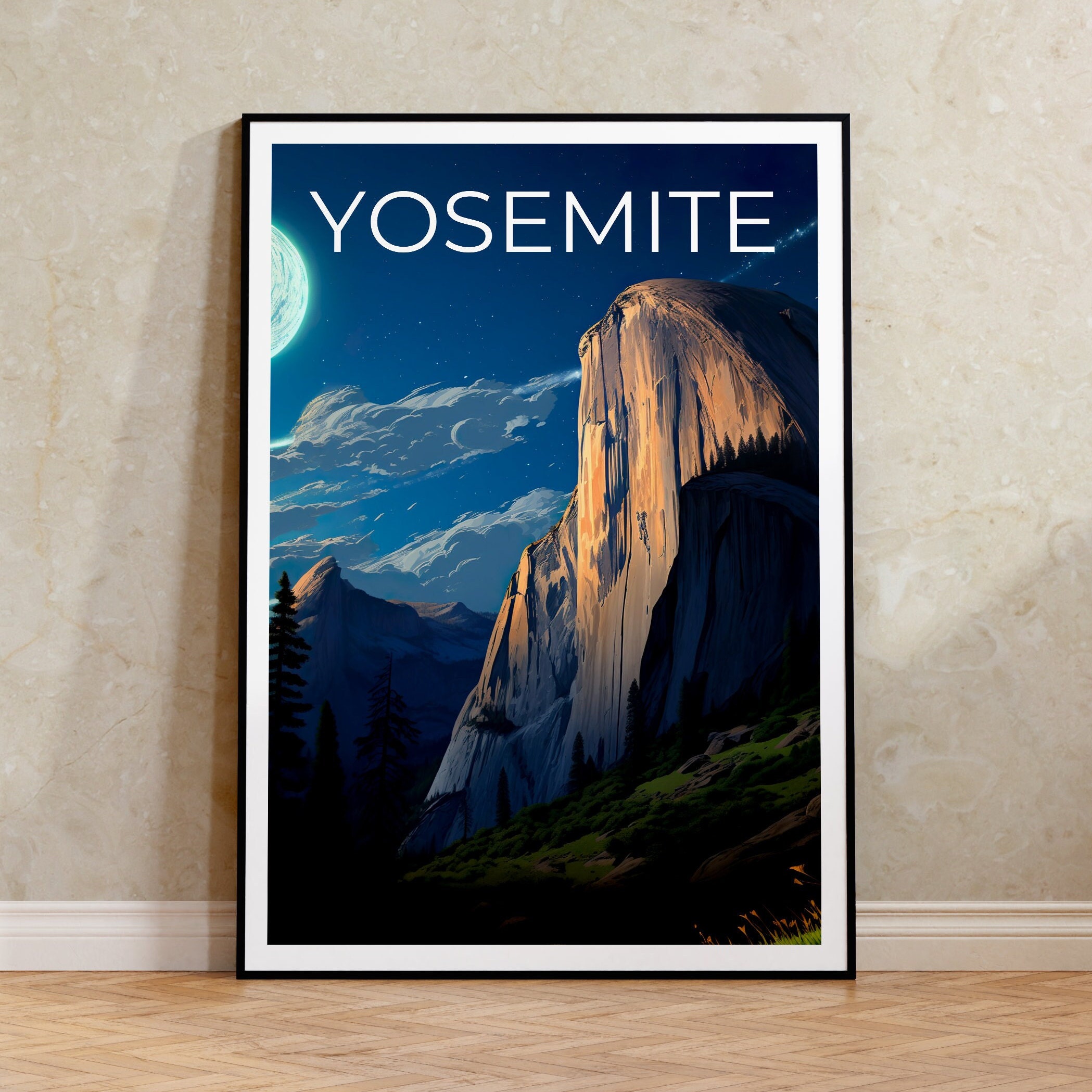 Yosemite Travel Poster, Half Dome Wall Art, Half Dome Print, Yosemite ...