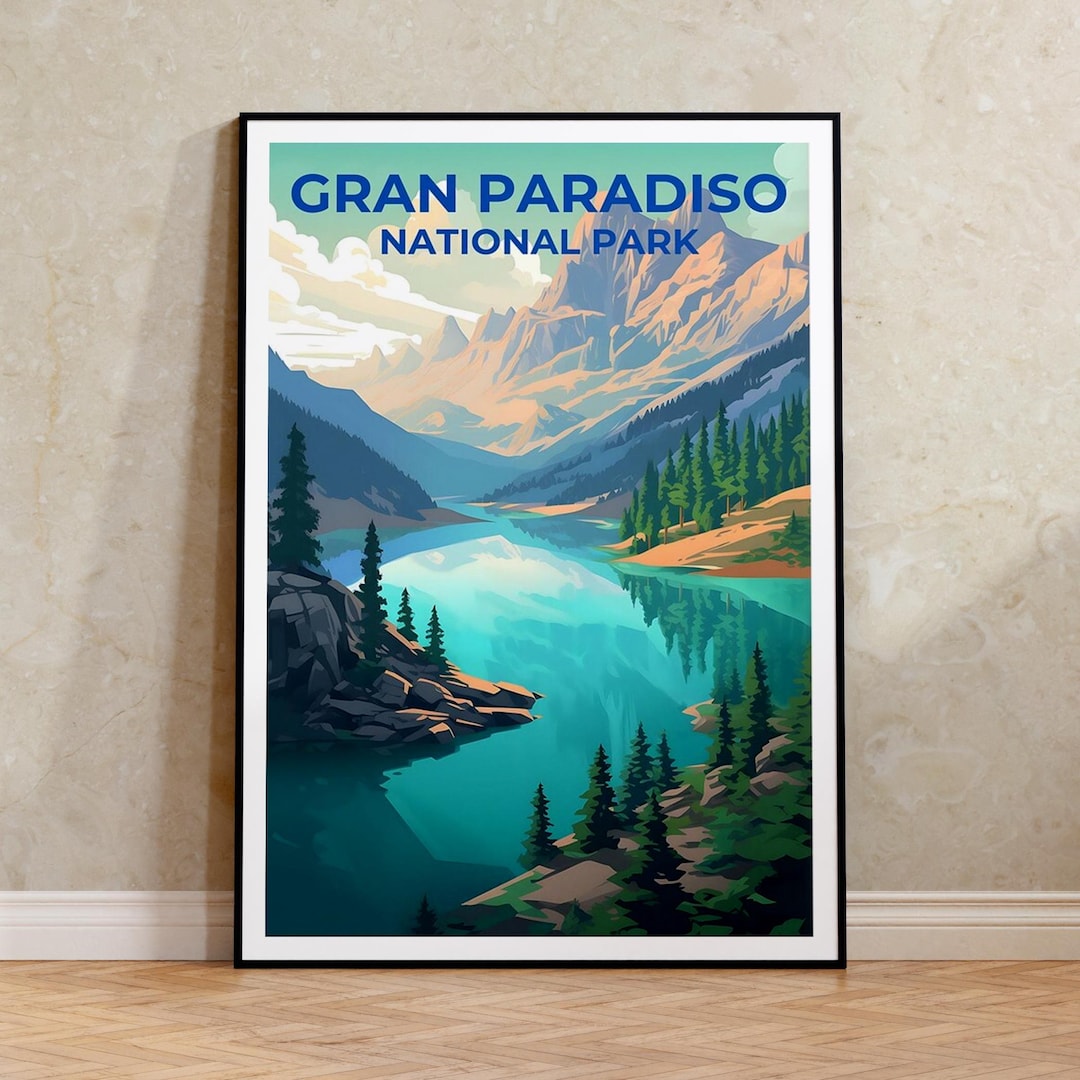 Gran Paradiso Travel Poster, Italy Wall Art, Italy Print, Gran Paradiso ...