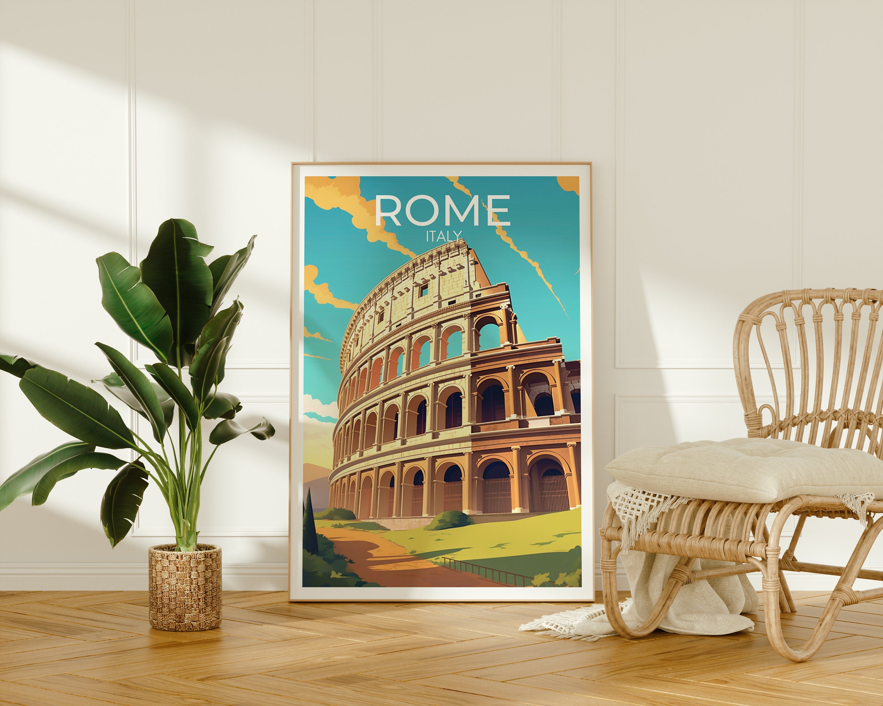 Rome Travel Poster, Colosseum Wall Art, Italy Print, Rome Poster ...