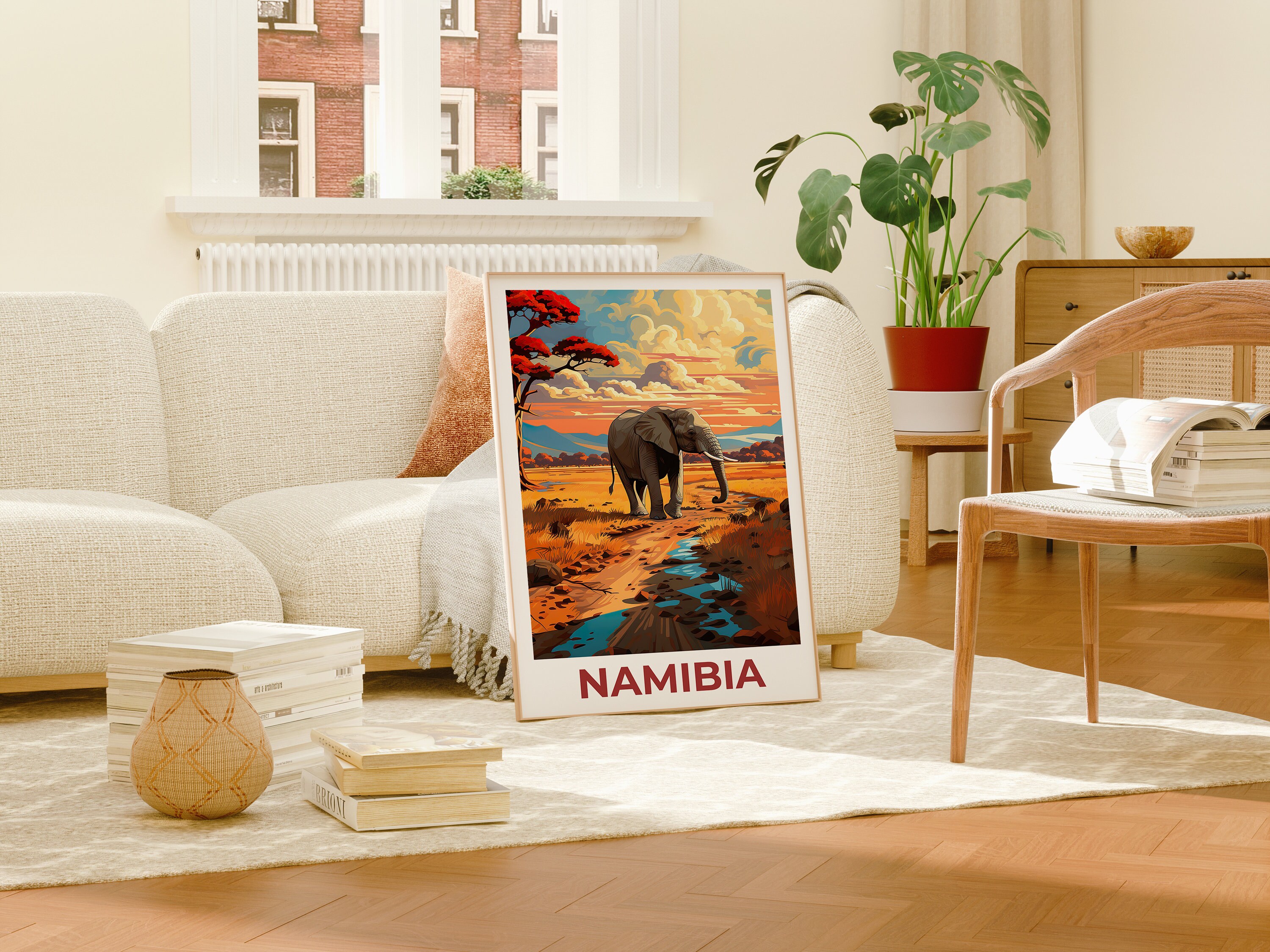Namibia Poster, Namibia Print, Africa Poster, Safari Print, Namibia Travel Poster, Elephant Art ...