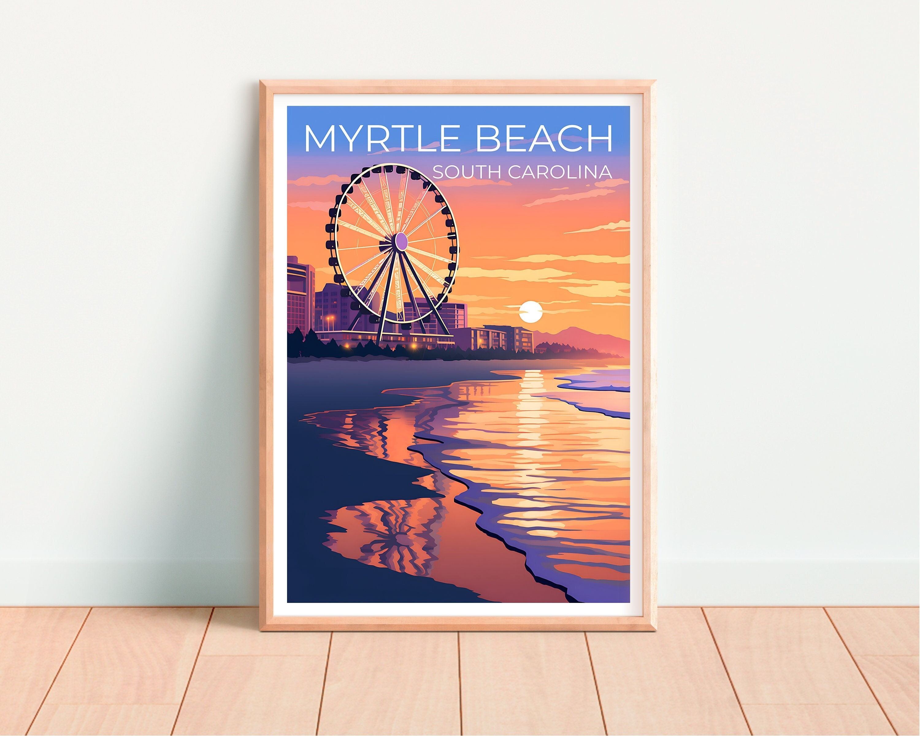 Myrtle Beach Travel Poster, South Carolina Wall Art, South Carolina ...