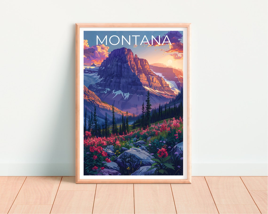 Montana Poster, Montana Print, Mountain Poster, Mountain Print, Montana ...