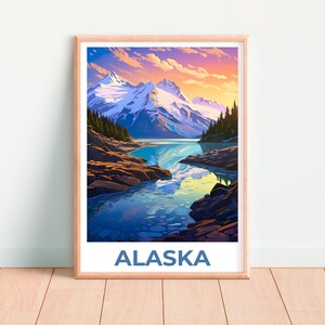 Alaska Poster, Mountain Travel Print, Wilderness Art, Great Outdoors ...