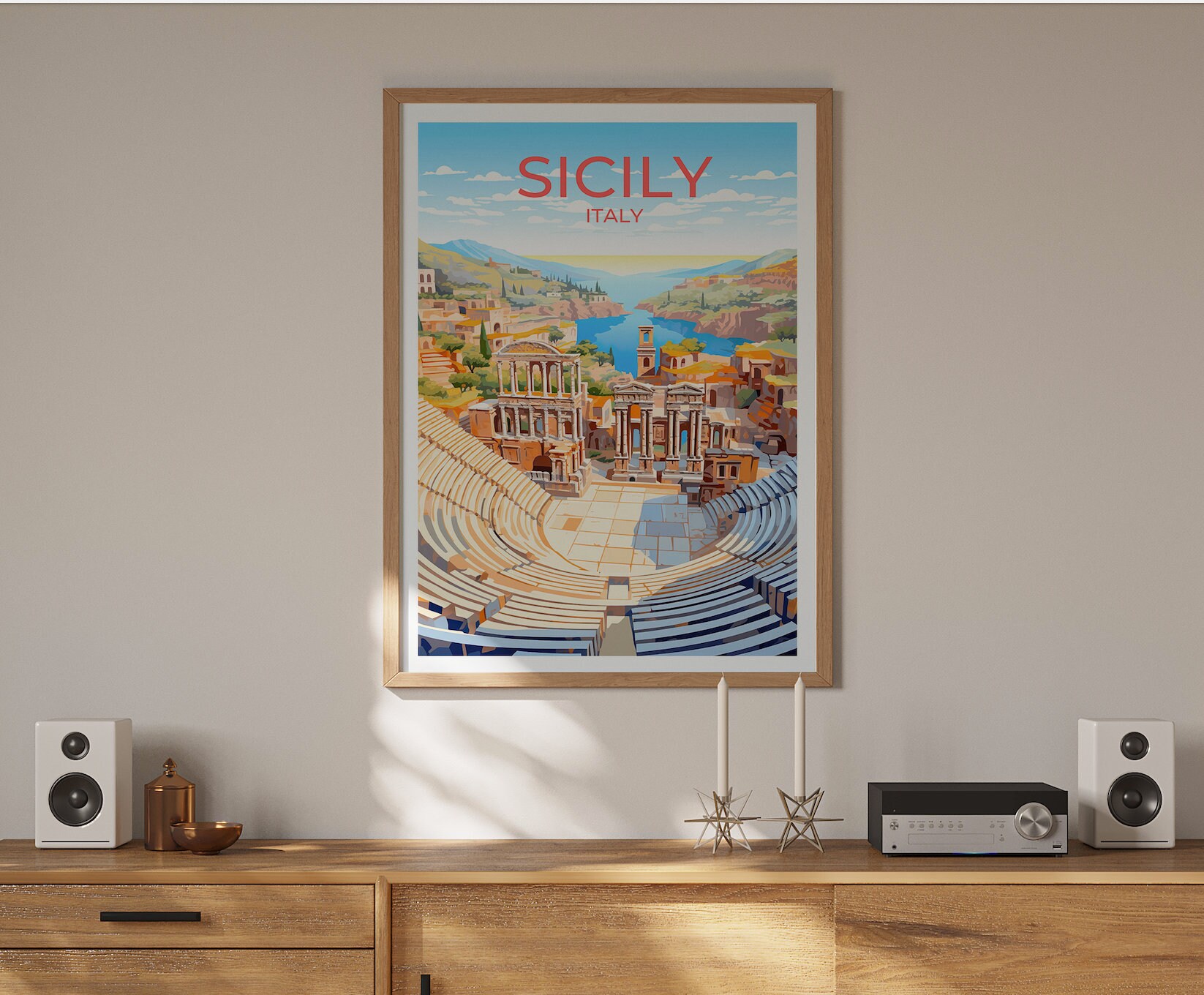 Sicily Travel Poster, Italy Wall Art, Sicily Print, Sicily Poster ...