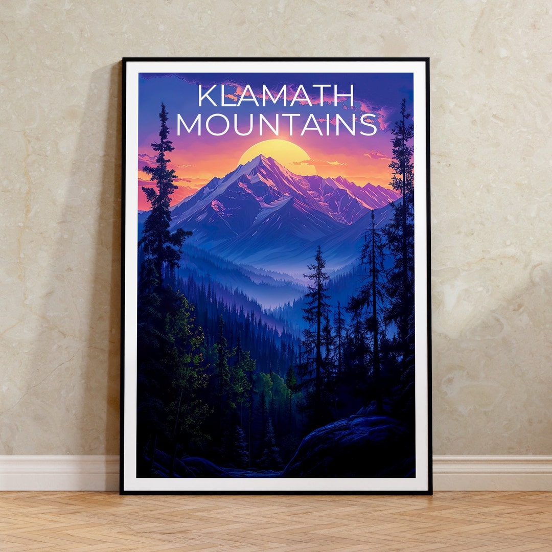 Klamath Mountains Poster, Northern California Art, Mountain Decor, - Etsy
